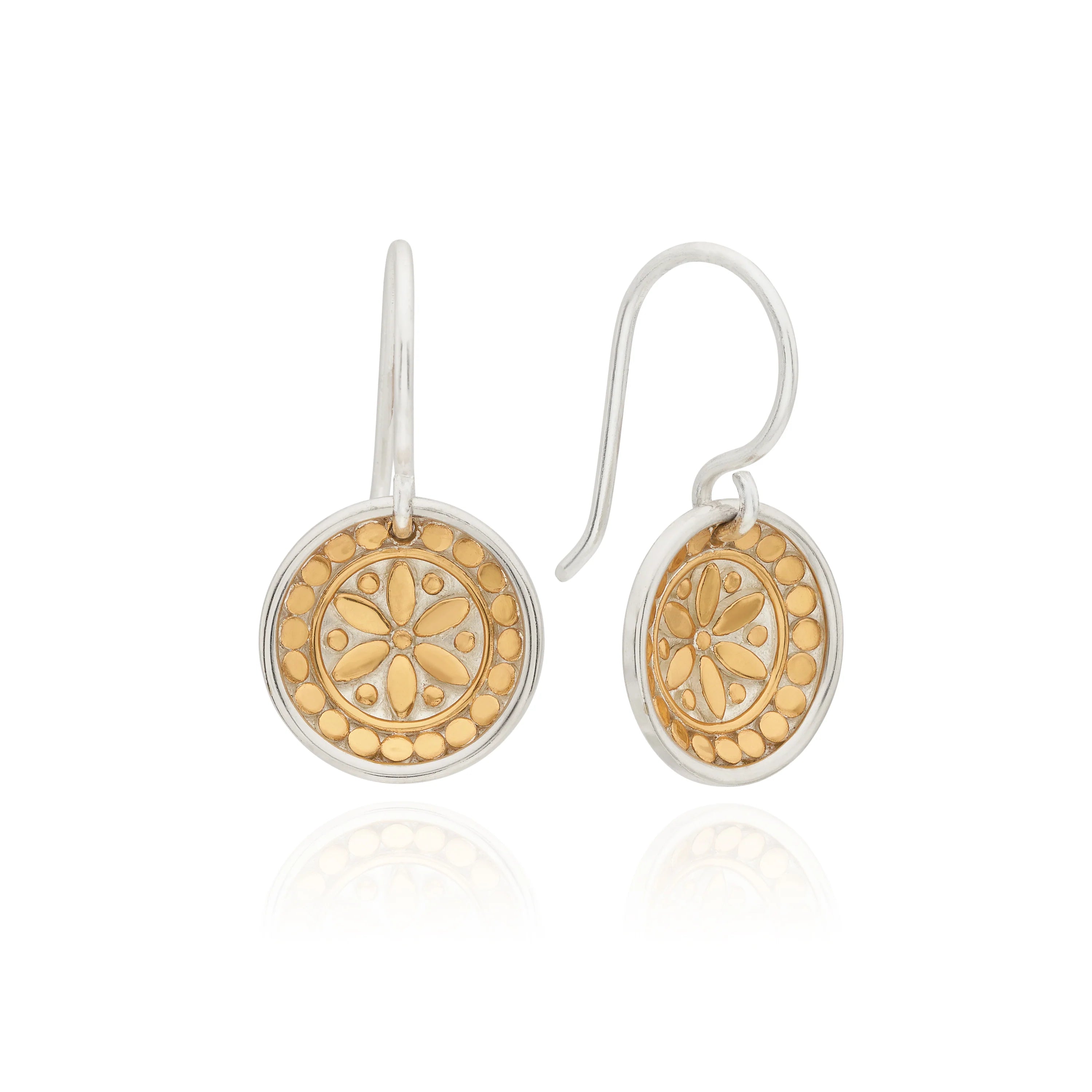 Barmakian Anna Beck Classic Flower Dish Drop Earrings